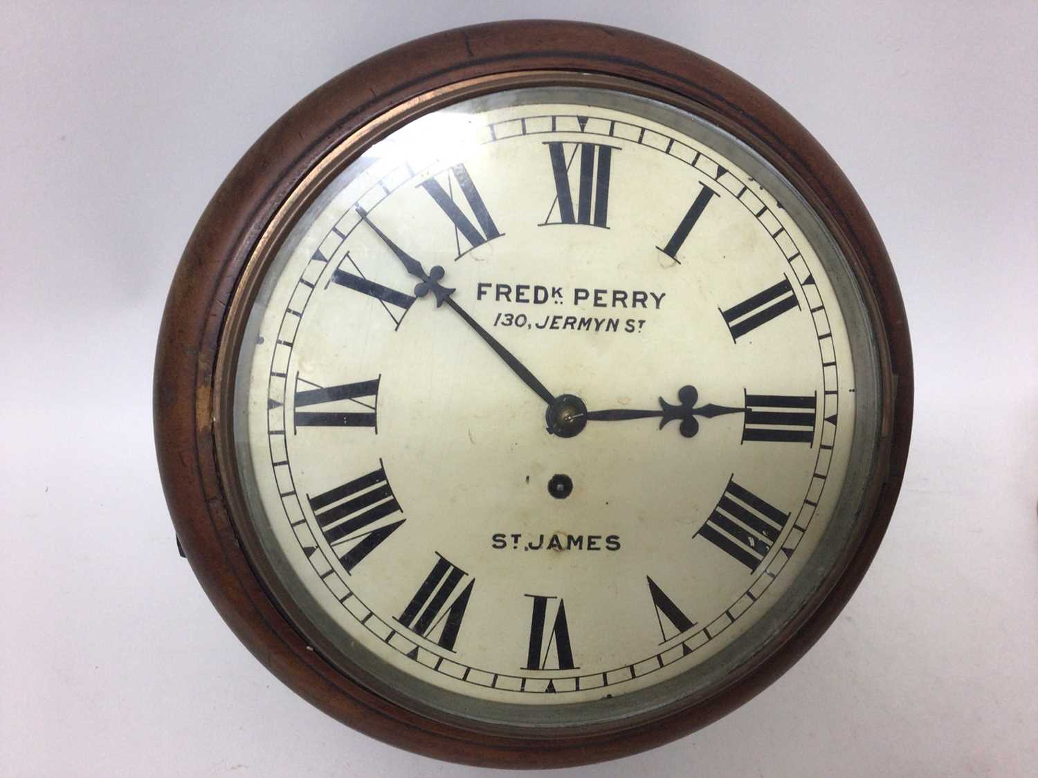 Lot 669 - Victorian wall clock with painted 10"