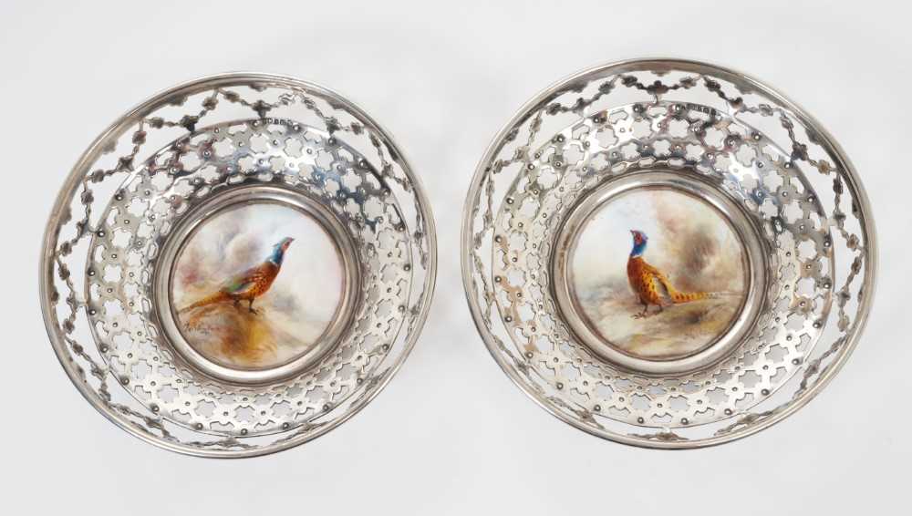 Lot 317 - Pair unusual George V pierced silver bon bon