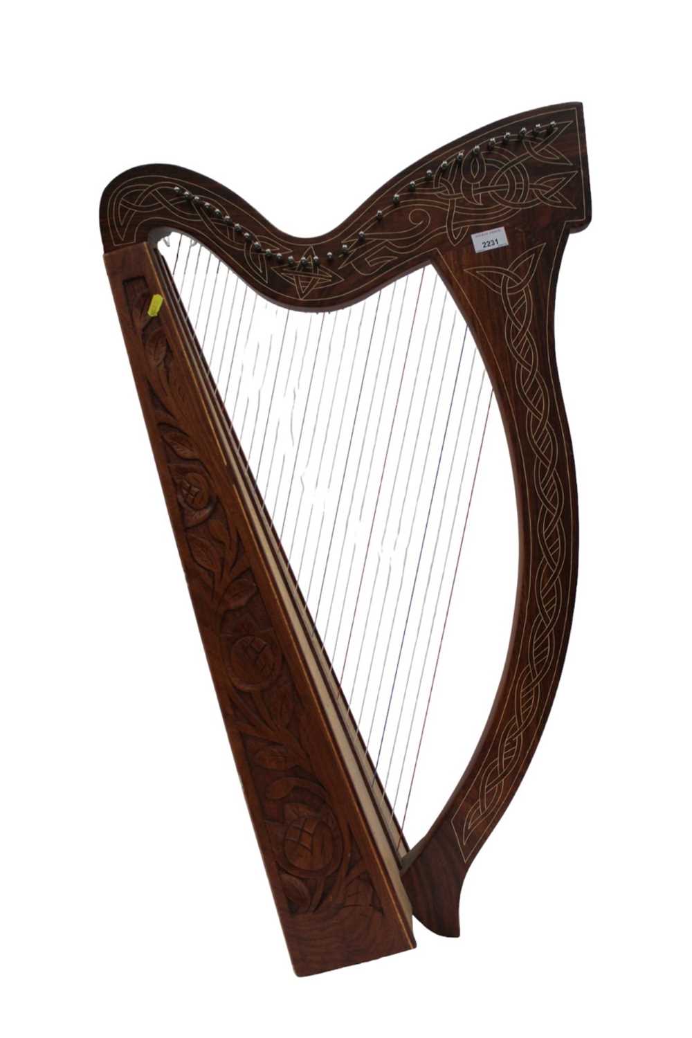 Lot 2231 - Contemporary wooden harp with carved