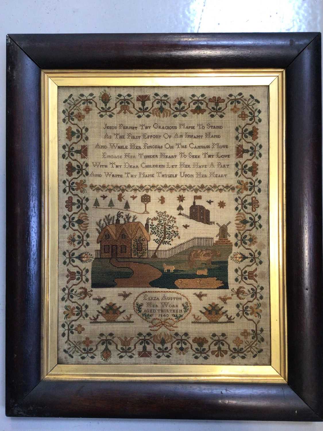 Lot 5131 - Early Victorian needlework sampler by Eliza