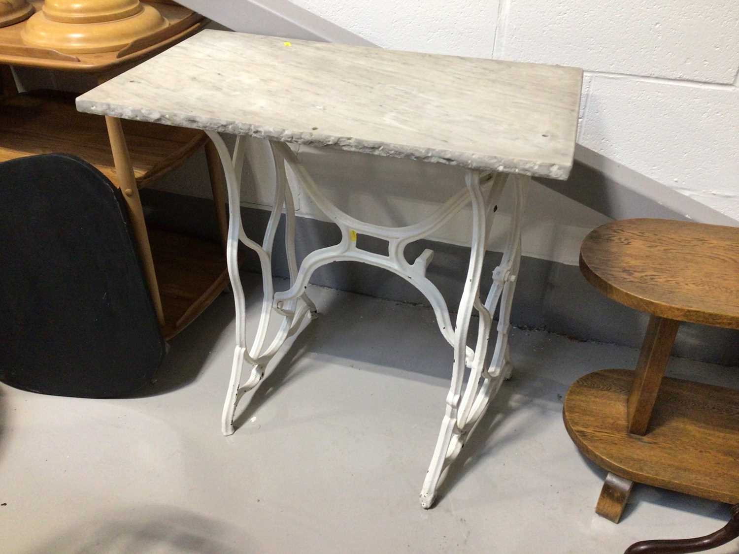 Lot 5342 - Iron table with a granite top measuring