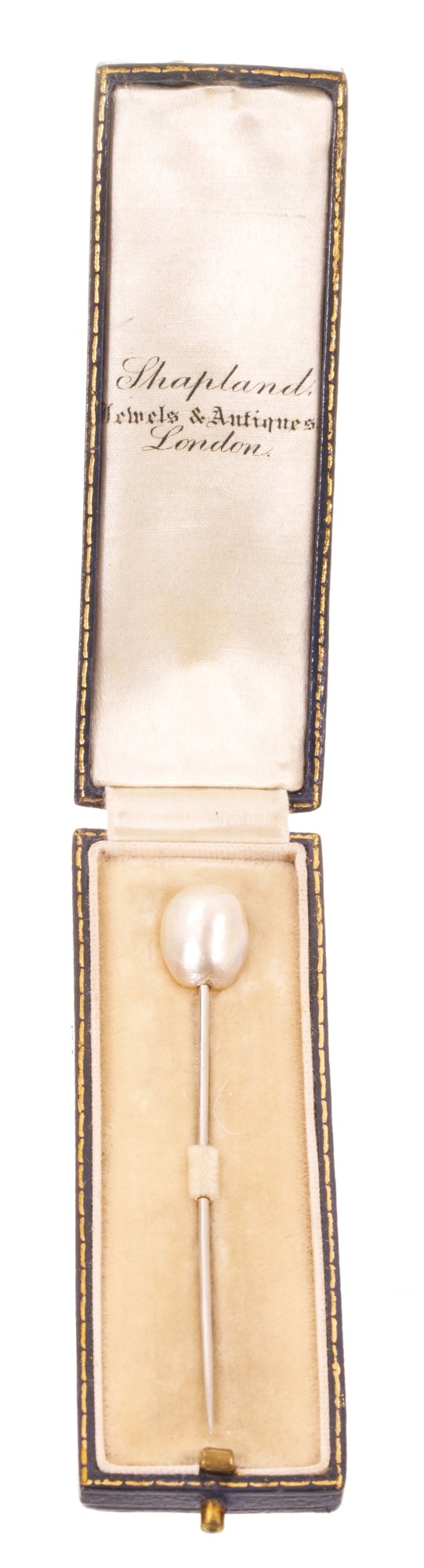Lot 578 - Edwardian pearl stick pin with a baroque