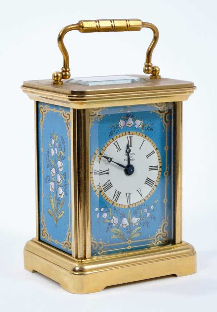 Lot 661 - Halcyon Days miniature enamel carriage clock